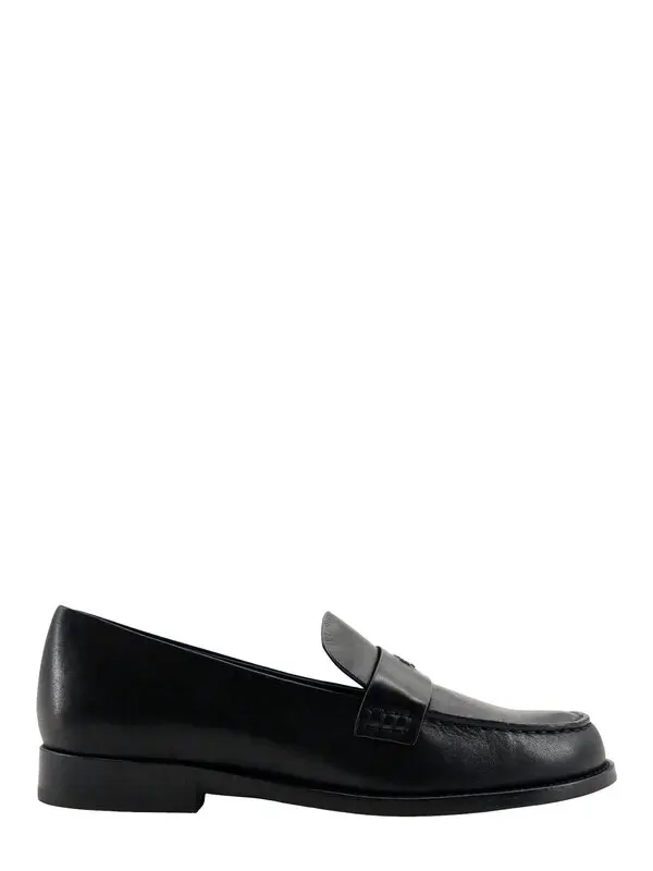 Tory Burch Leather Penny Loafers - Black