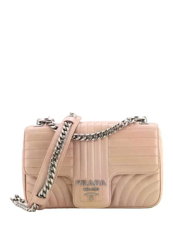 Prada Diagramme Quilted Leather Medium Crossbody Bag - Neutrals