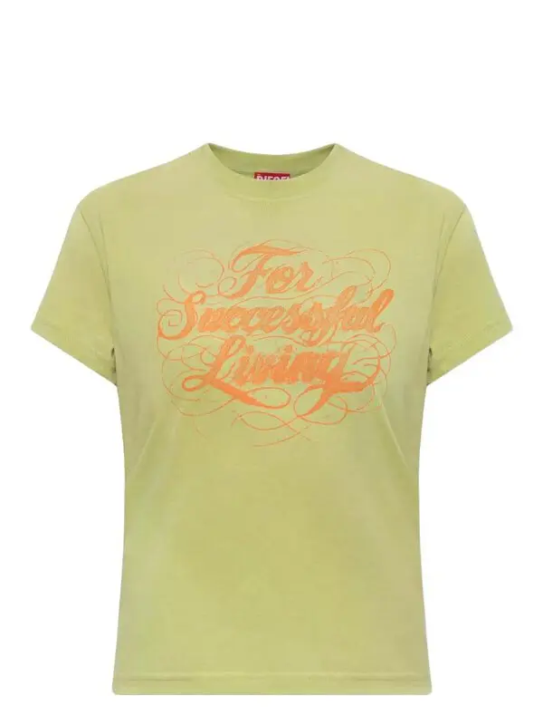 DIESEL® T-ila-aa4 Slogan-print Cotton T-shirt - Green