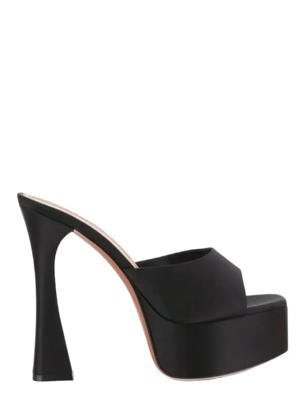 Amina Muaddi Dalida Plateau Slipper 140 Satin - Black