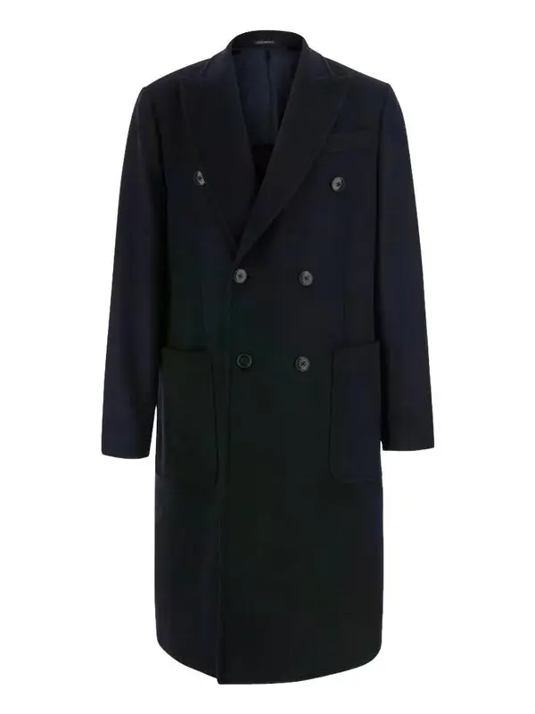 Emporio Armani Double-breasted Peak-lapel Coat - Blue