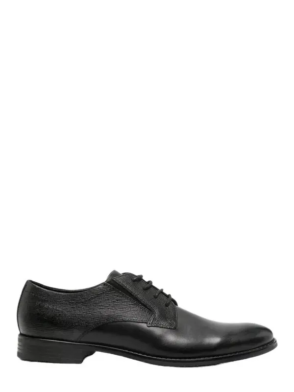 BUGATTI Textured-panel Leather Derby Shoes - Black