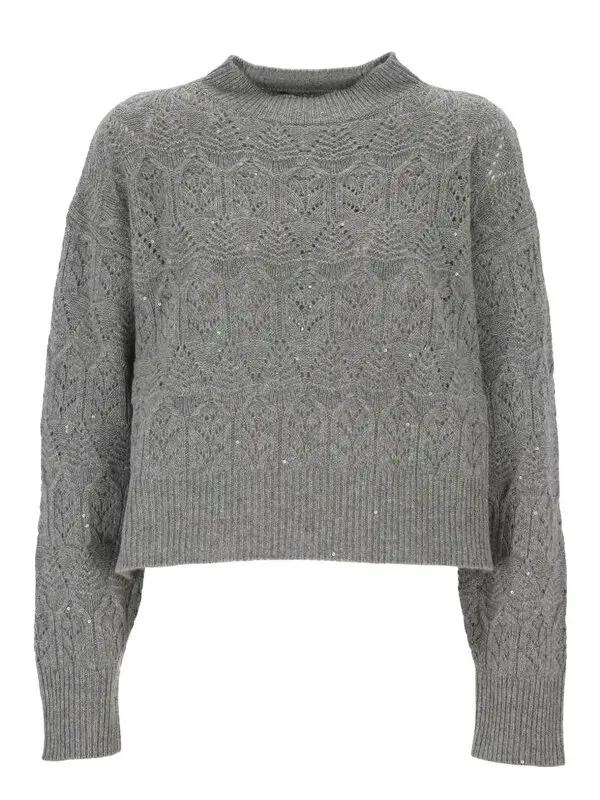 Lorena Antoniazzi Sequin-embellished Open-knit Sweater - Grey