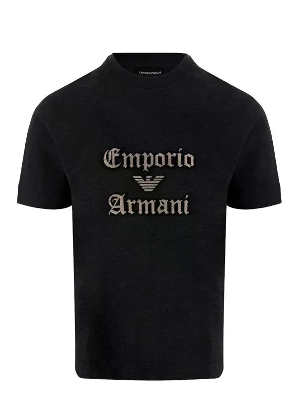 Emporio Armani Heavy Jersey T-shirt With Soft Embossed Logo - Black
