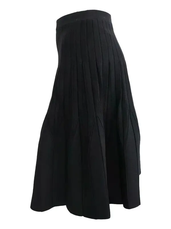 Sandro Ribbed-knit Flared Skirt - Black