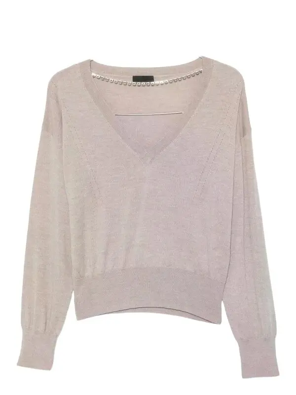 Liu Jo Crystal-embellished V-neck Sweater - Neutrals