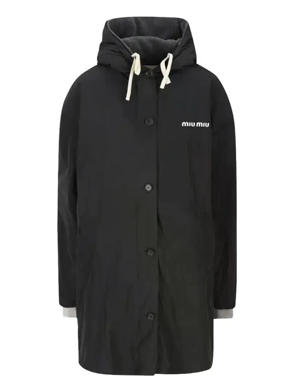 Miu Miu Single-breasted Pongé And Fleece Caban Jacket - Black