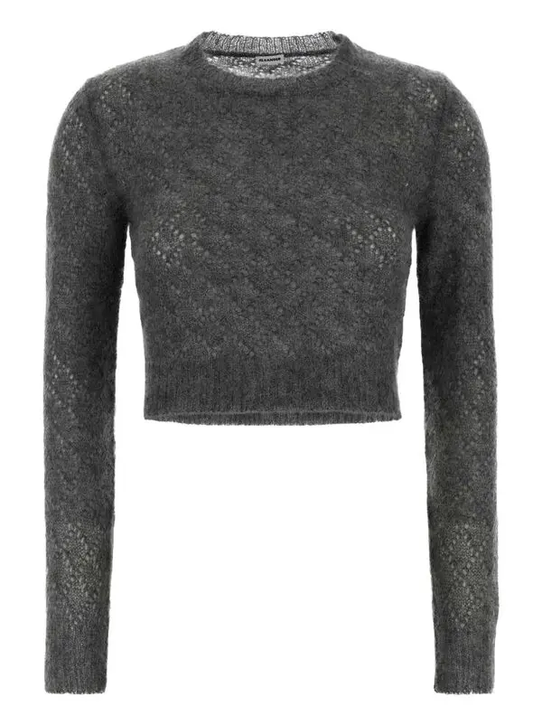 JIL SANDER Open-knit Cropped Sweater - Grey
