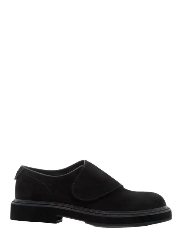 Giorgio Armani Suede Touch-strap Slippers - Black