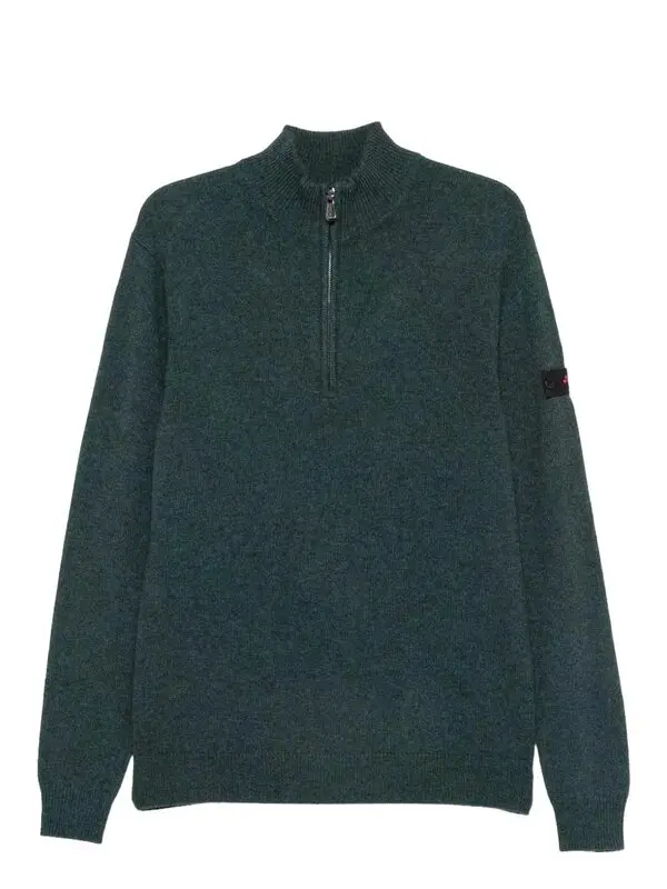 Peuterey Quarter-zip Logo-patch Sweater - Green