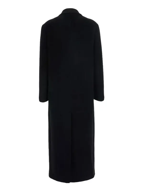Pinko Covent Long Double-breasted Coat In Wool-blend Fabric - Black