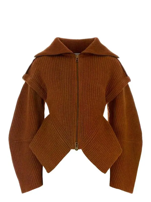 Zimmermann Ribbed-knit Panelled Cardigan - Brown