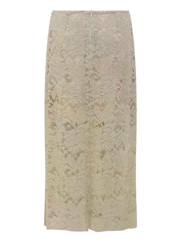 LE SULLY STUDIO Lace-overlay Midi Skirt - Neutrals