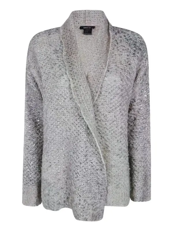 Avant Toi Metallic-effect Open-knit Cardigan - Neutrals
