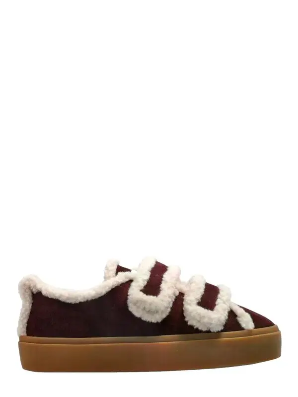 Inuikii Shearling Low Velcro Touch-strap Sneakers - Red