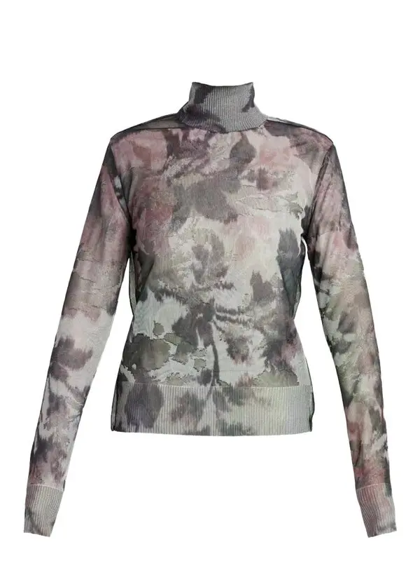 Erdem Floral-print Jacquard Turtleneck Sweater - Grey