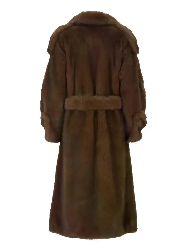 BB COUTURE Belted Double-breasted Faux-fur Coat - Brown