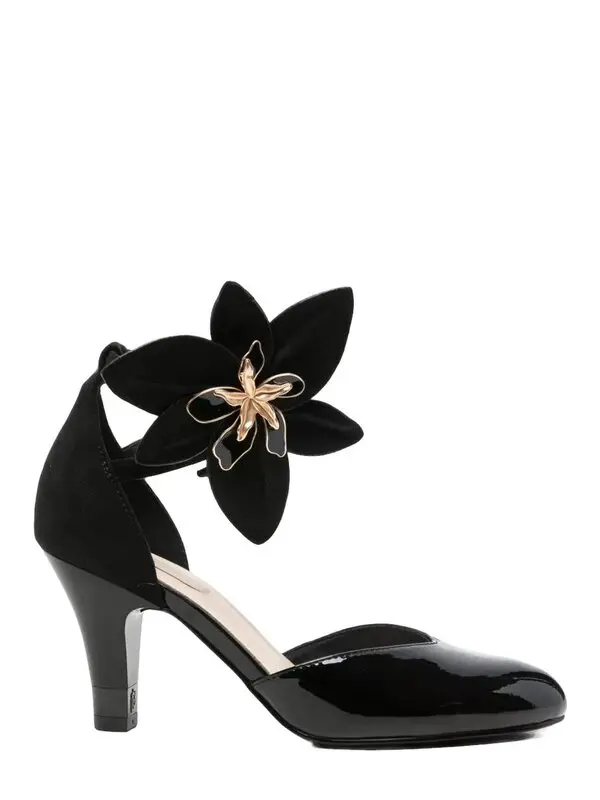 Liu Jo Flower-embellished Patent-finish Sandals - Black
