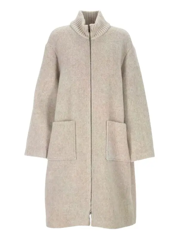 Lorena Antoniazzi High-neck Zip-up Coat - Neutrals
