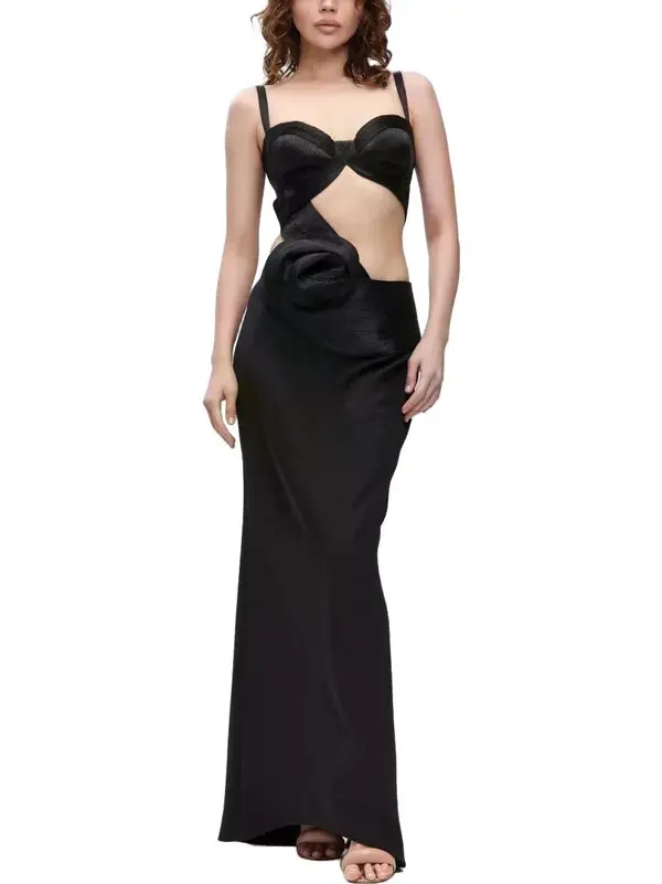 NORINA ST Feyla Cut-out Rosette Maxi Dress - Black