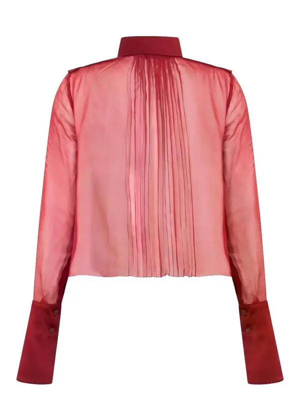 Alberta Ferretti Silk Pleated Blouse - Red