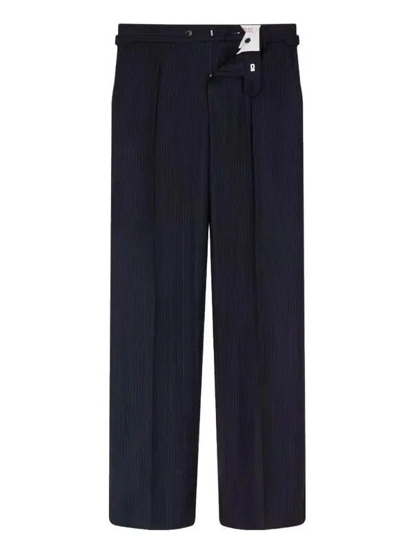 FURSAC Pinstripe Pattern Pleated Trousers - Blue
