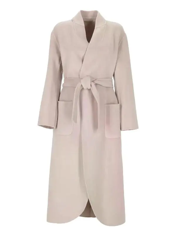 PUROTATTO Belted Shawl-collar Coat - Neutrals