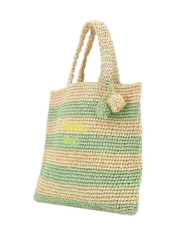 Liu Jo Plentia Cannes Striped Woven Shoulder Bag - Neutrals