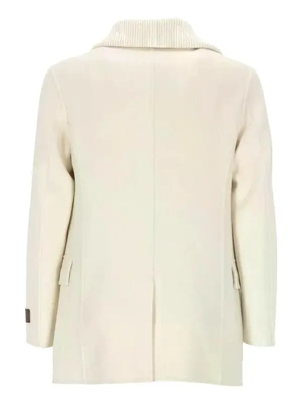 ON THE BUND Double-breasted Ribbed-collar Coat - Neutrals