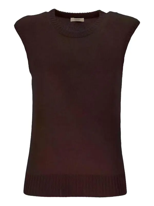 Agnona Ribbed-trim Knitted Top - Brown
