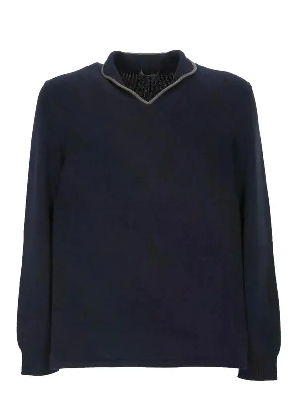 Sease Ellen Pull 2.0 Contrast-trim Polo-collar Sweater - Blue