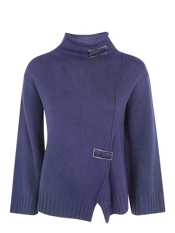 PIERANTONIOGASPARI Buckle-detail Asymmetric-hem Sweater - Blue