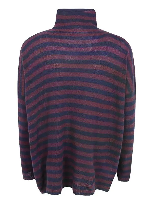 BASE Striped High-neck T-shirt - Red