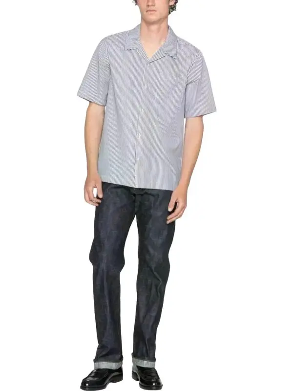 Naked & Famous Denim Double Double Striped Shirt - Blue