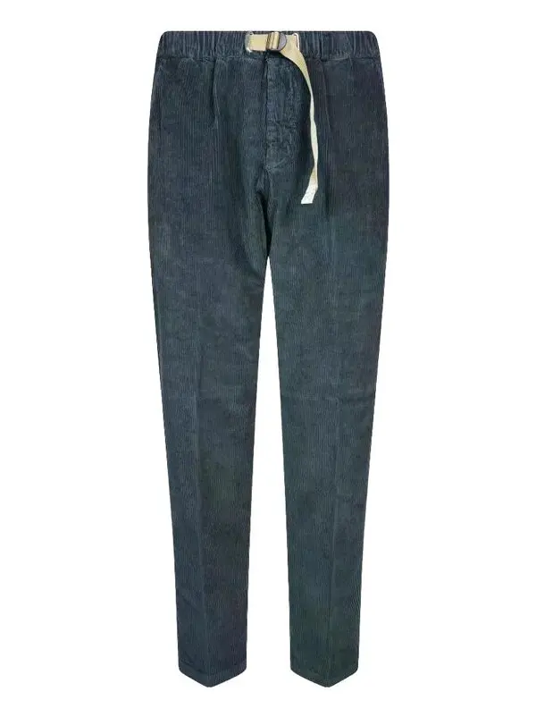 WHITE SAND Belted Corduroy Trousers - Blue