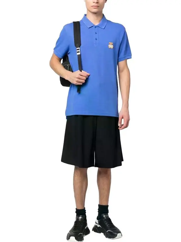 Moschino Logo-patch Polo Shirt - Blue