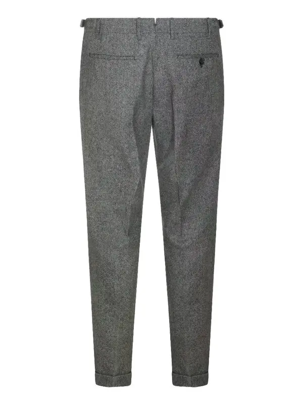 BERWICH Herringbone Pleated Trousers - Grey