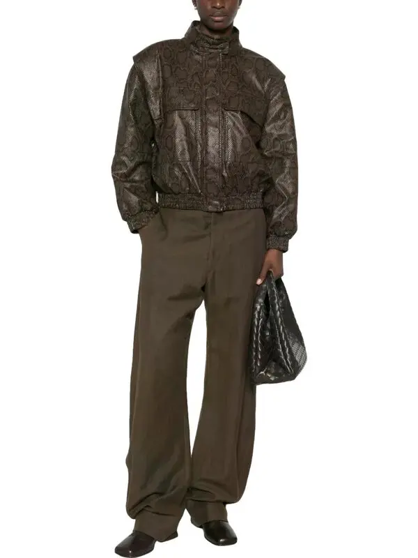 TWINSET Snake-effect High-neck Jacket - Brown