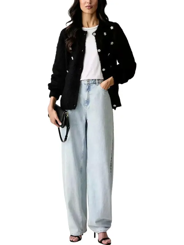 SILVIAN HEACH Crystal-embellished Fluffy Cardigan - Black