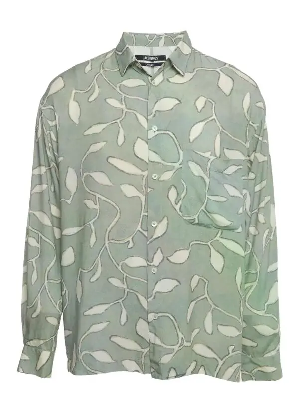 Jacquemus 2021 La Chemise Baou Leaf-print Shirt - Green