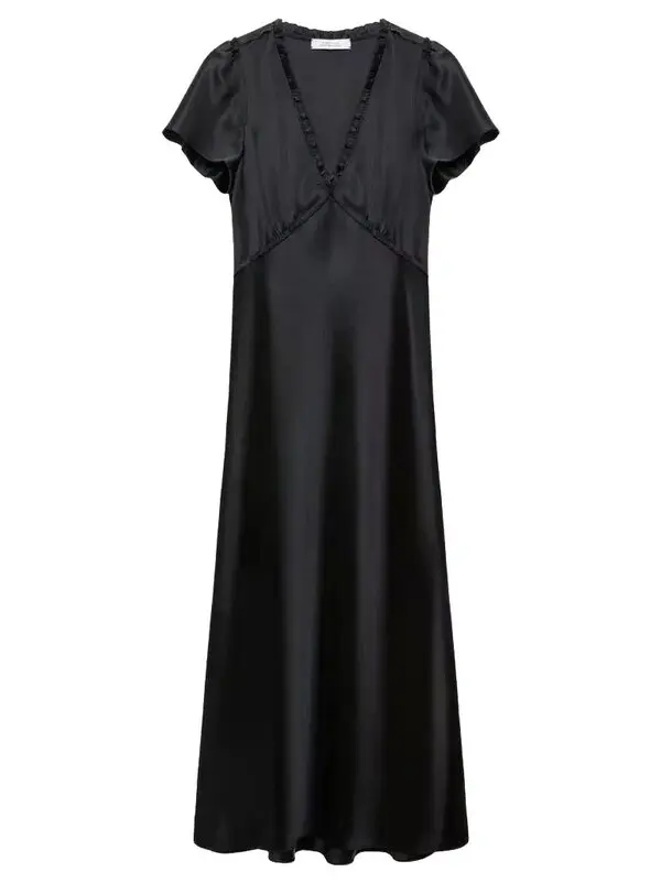 Dorothee Schumacher Ruffle-trim Bias-cut Midi Dress - Black