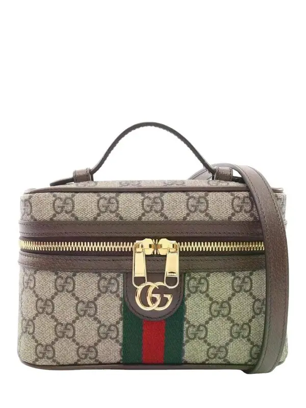 Gucci Small Gg Supreme Web Ophidia Vanity Bag Satchel - Neutrals