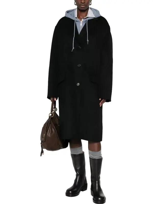 Prada Single-breasted Notched-lapels Coat - Black