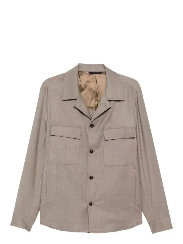 BRIGLIA 1949 John Flap-pocket Button-up Shirt Jacket - Neutrals