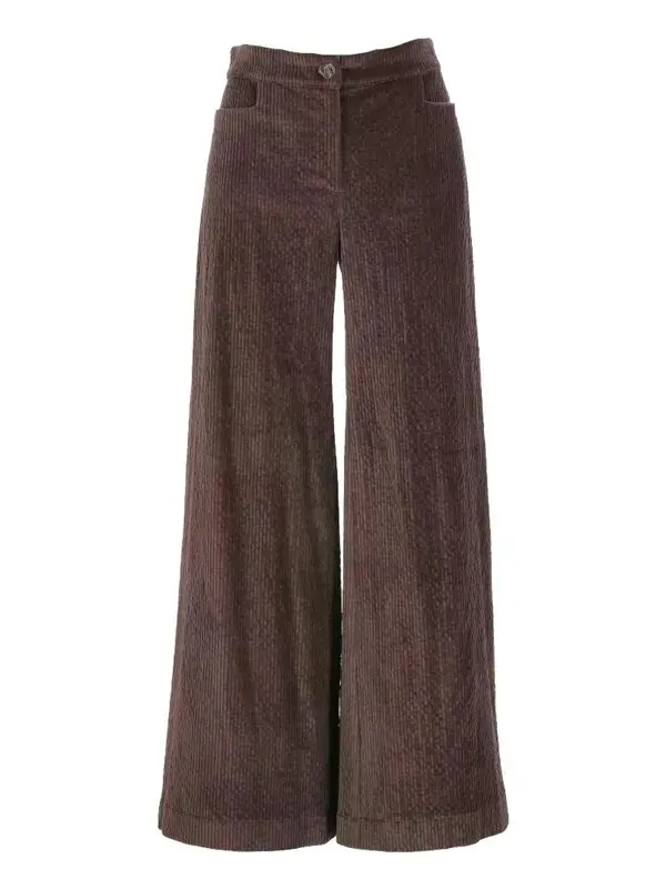 KRISTINA TI Corduroy Palazzo Trousers - Brown