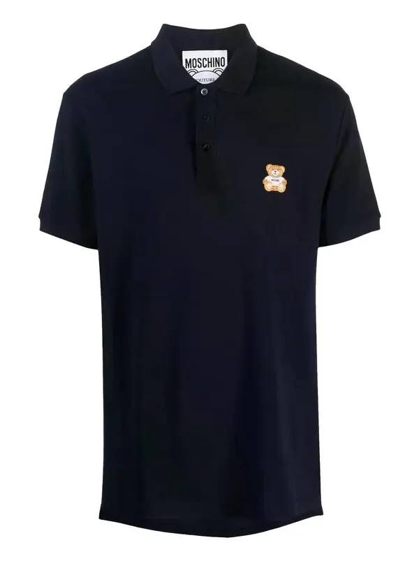 Moschino Embroidered-teddy Detail Polo Shirt - Blue