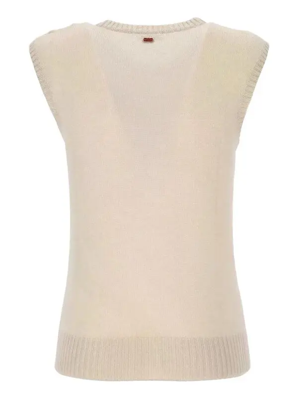 Agnona Ribbed-trim Sleeveless Sweater - Neutrals