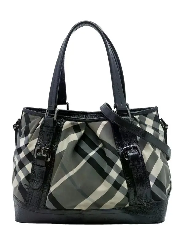 Burberry Beat Check Nylon Medium Lowry Satchel - Grey