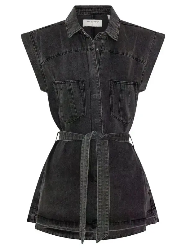 ONETEASPOON Rogue Belted Denim Dress - Black