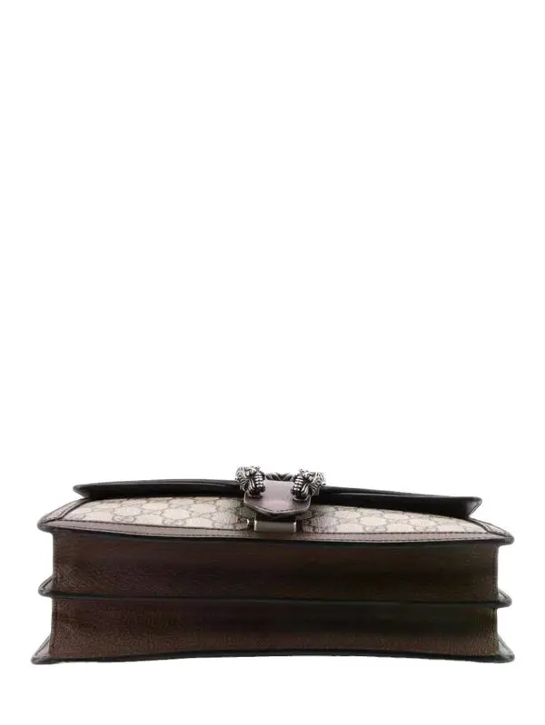 Gucci Dionysus Top Handle Chain Bag Gg Coated Canvas Small Satchel - Brown